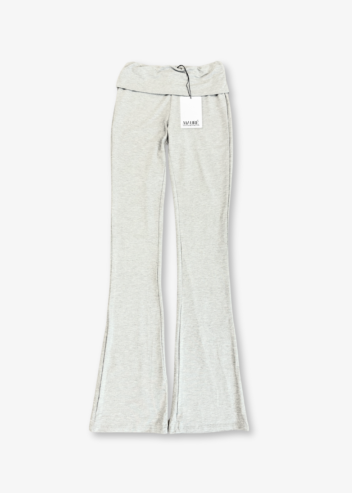 Fold-over flared pants extra light grey melange (TALL) - Mauré