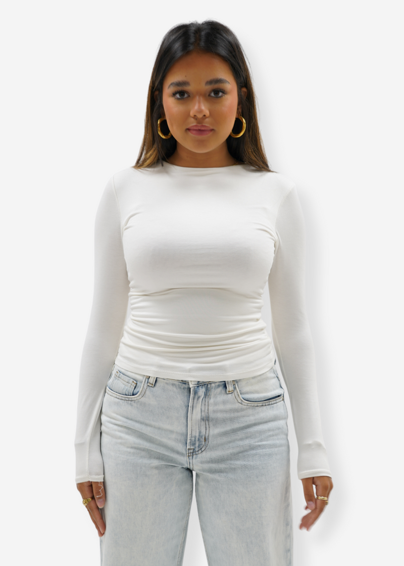 Long sleeve top long off-white - Mauré
